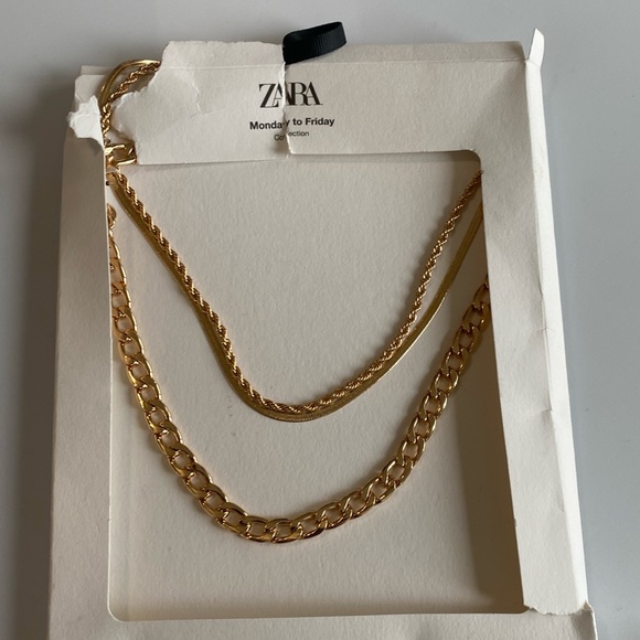 Zara | Jewelry | Nwt 3 Pack Gold Tone Chain Necklace | Poshmark